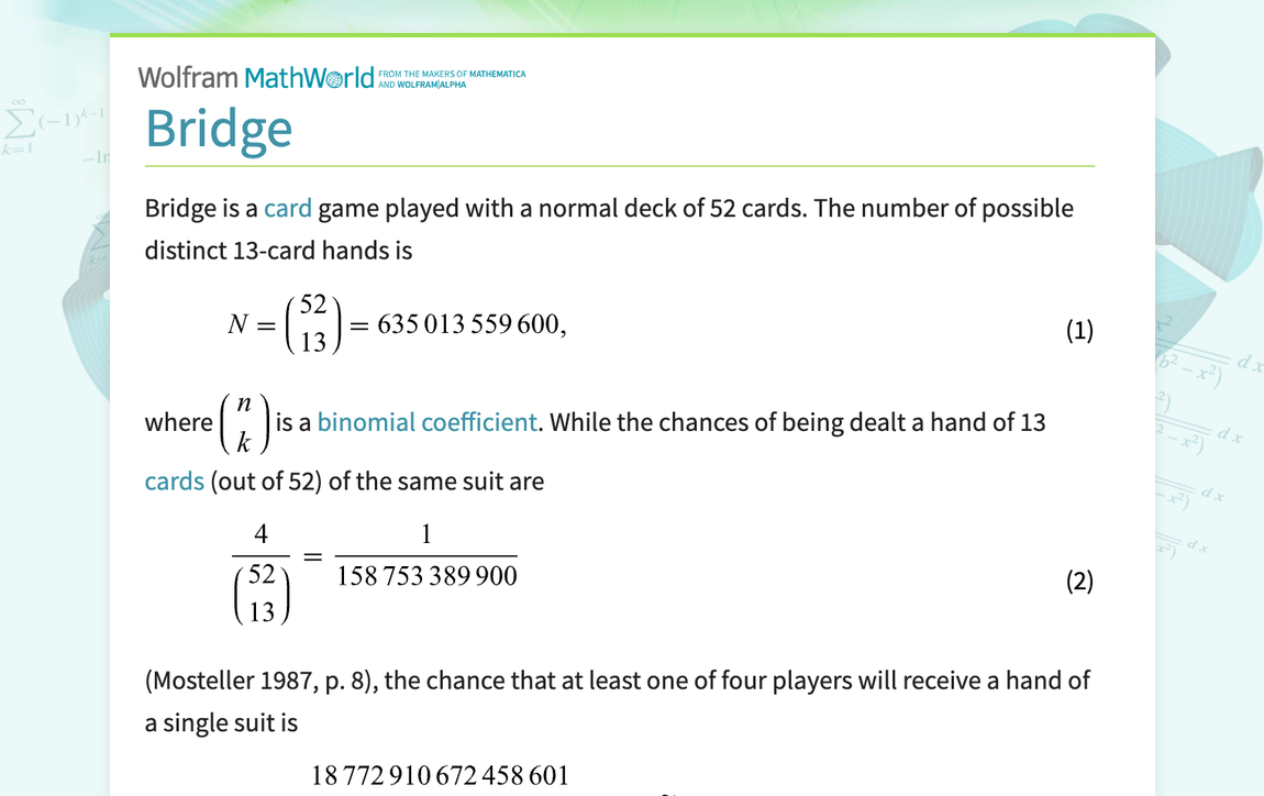 Bridge -- from Wolfram MathWorld