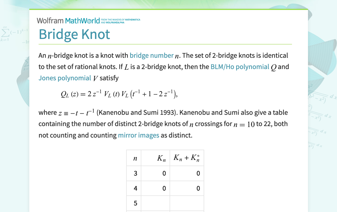 Bridge Knot -- from Wolfram MathWorld