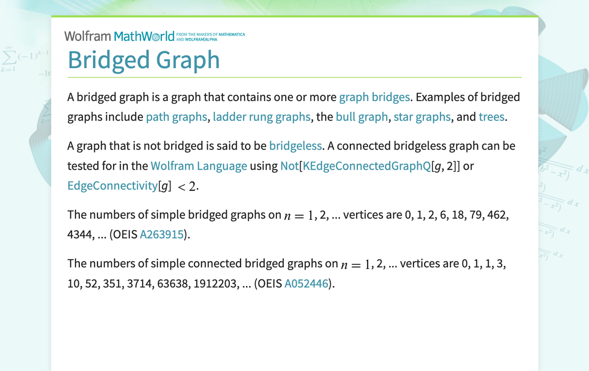 Bridged Graph -- from Wolfram MathWorld