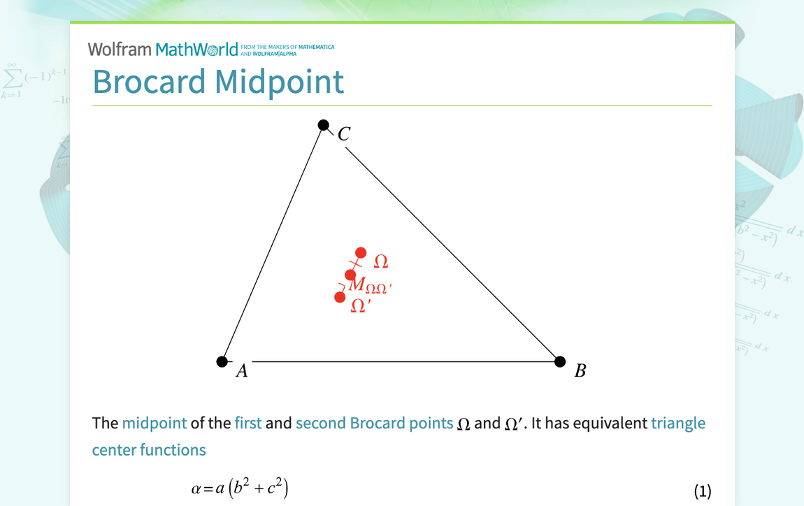 Brocard Midpoint -- from Wolfram MathWorld