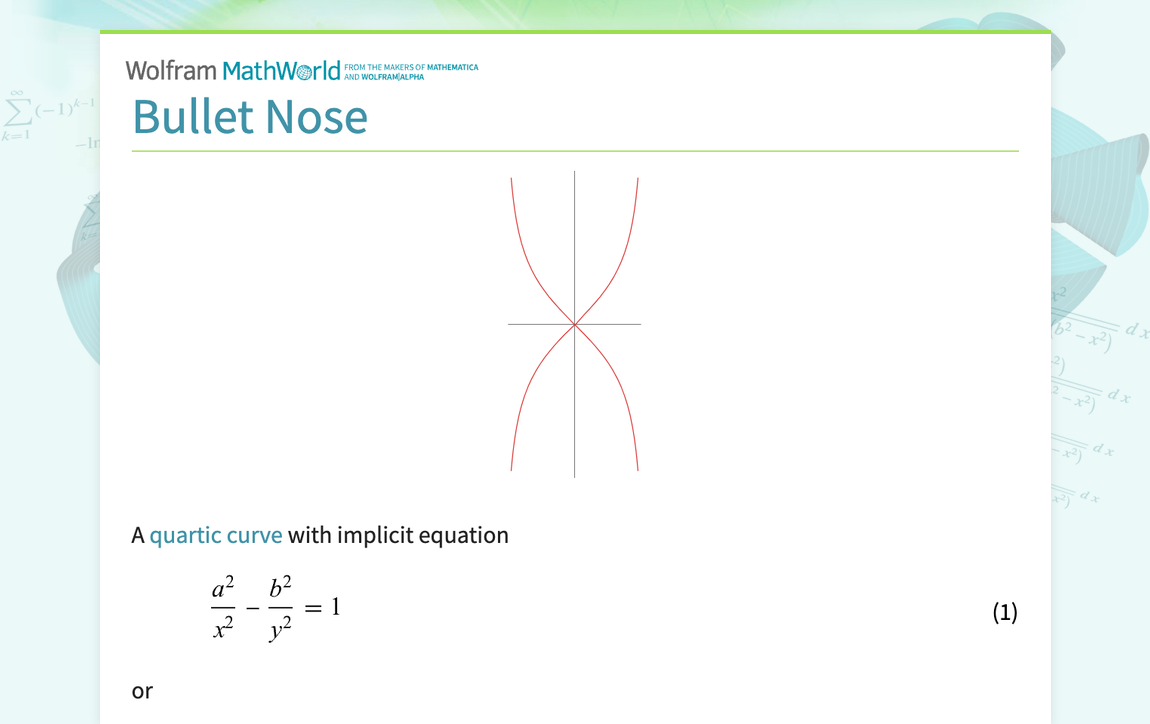 Bullet Nose -- from Wolfram MathWorld