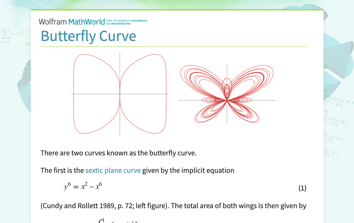 Butterfly Curve -- from Wolfram MathWorld