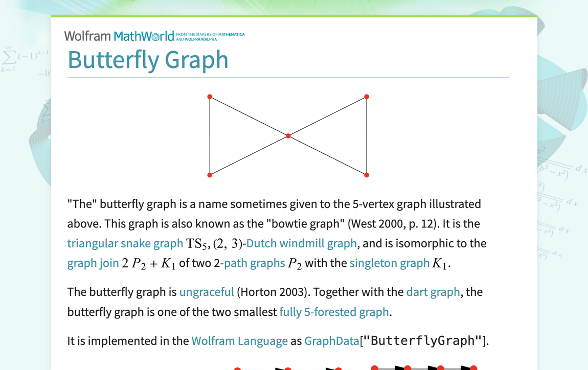 Butterfly Graph -- from Wolfram MathWorld