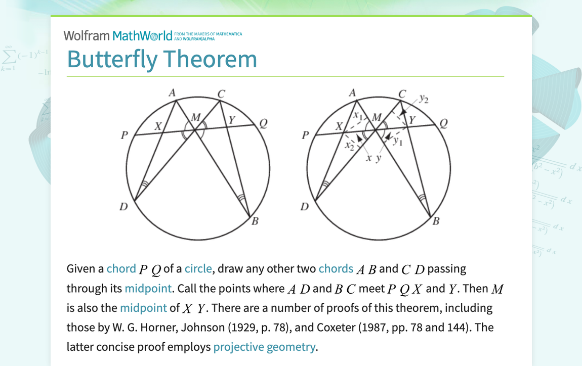 Butterfly Theorem -- from Wolfram MathWorld