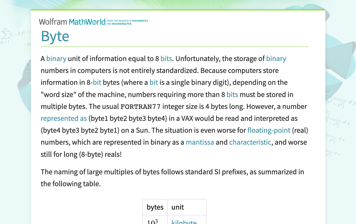 Byte -- from Wolfram MathWorld
