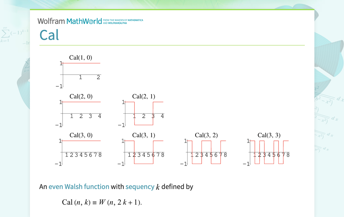 Cal -- from Wolfram MathWorld