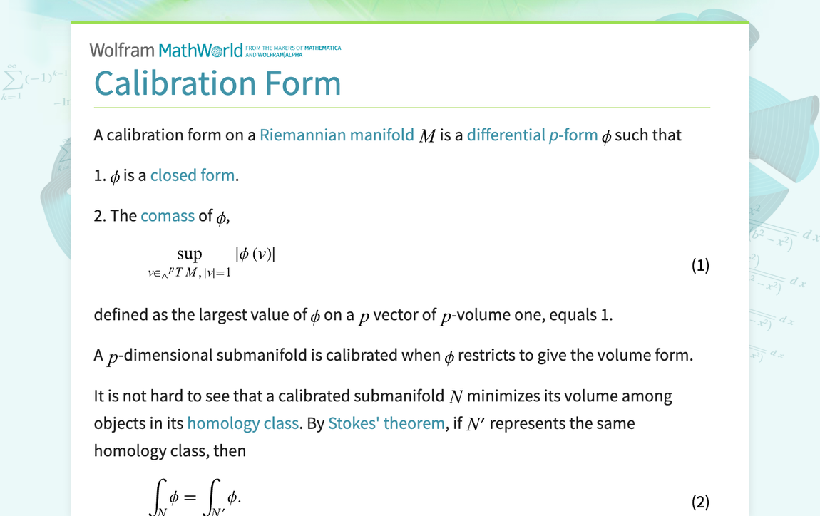 Calibration Form -- from Wolfram MathWorld