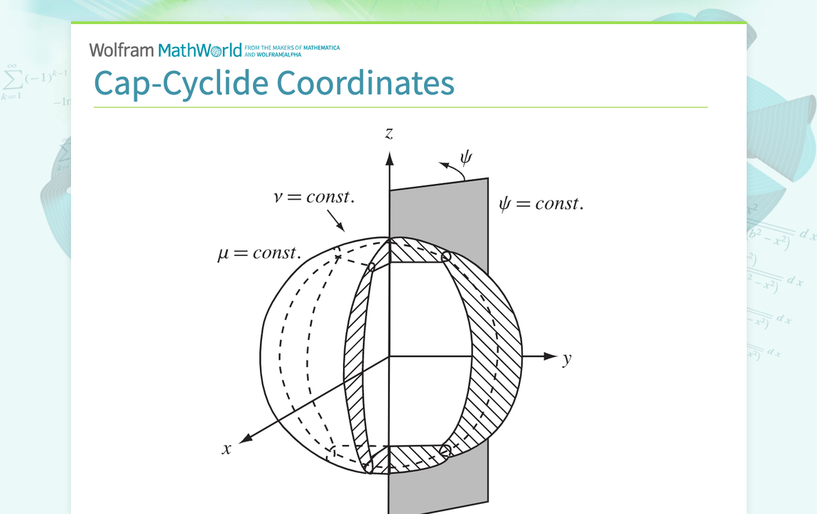 Cap-Cyclide Coordinates -- from Wolfram MathWorld