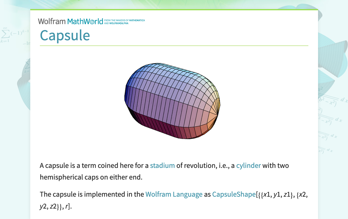 Capsule -- from Wolfram MathWorld