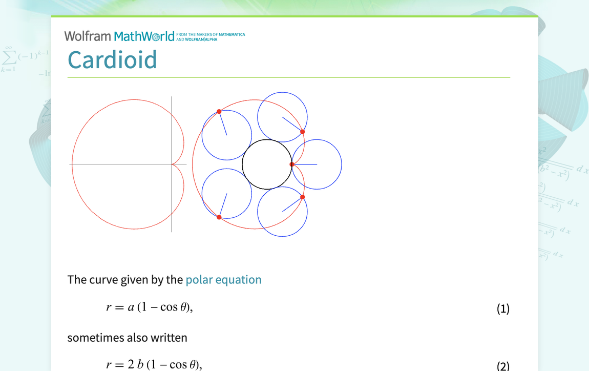 Cardioid -- from Wolfram MathWorld
