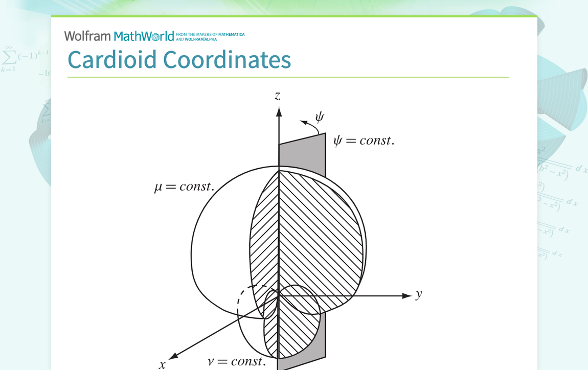 Cardioid Coordinates -- from Wolfram MathWorld