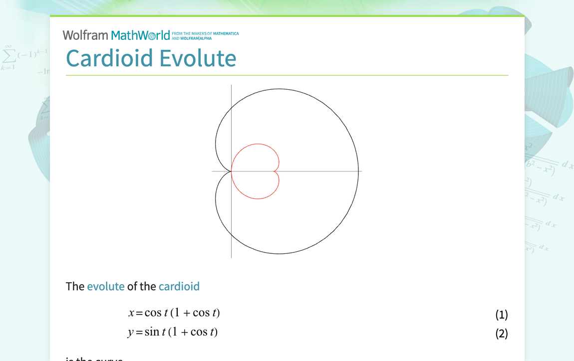 Cardioid Evolute -- from Wolfram MathWorld