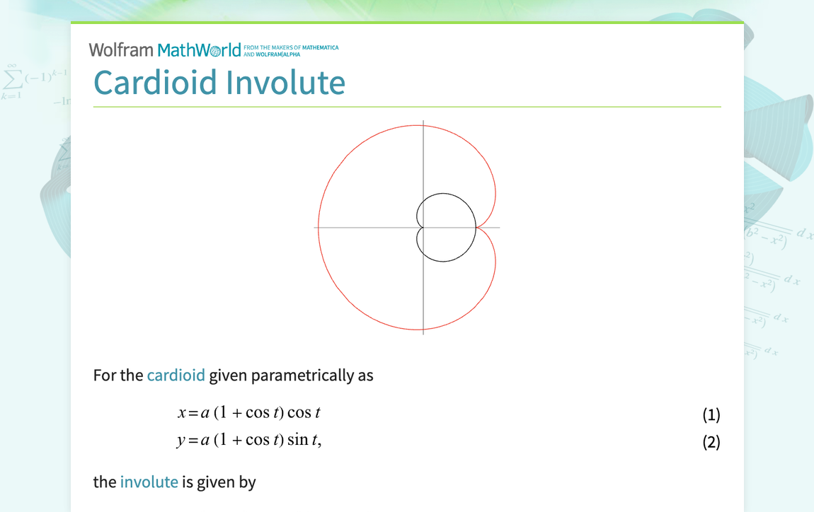 Cardioid Involute -- from Wolfram MathWorld