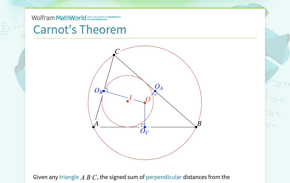 Carnot's Theorem -- from Wolfram MathWorld