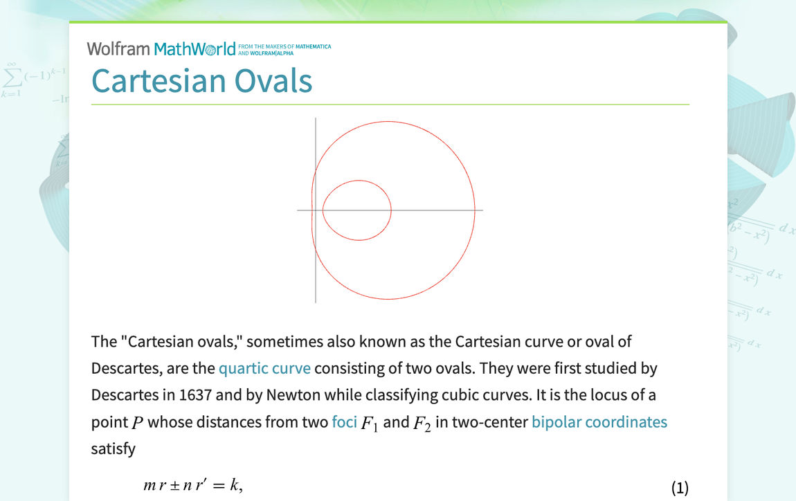 Cartesian Ovals -- from Wolfram MathWorld
