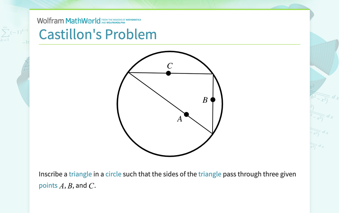 Castillon's Problem -- from Wolfram MathWorld