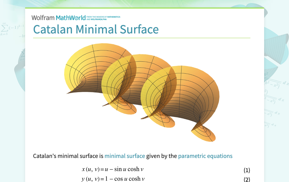Catalan Minimal Surface -- from Wolfram MathWorld