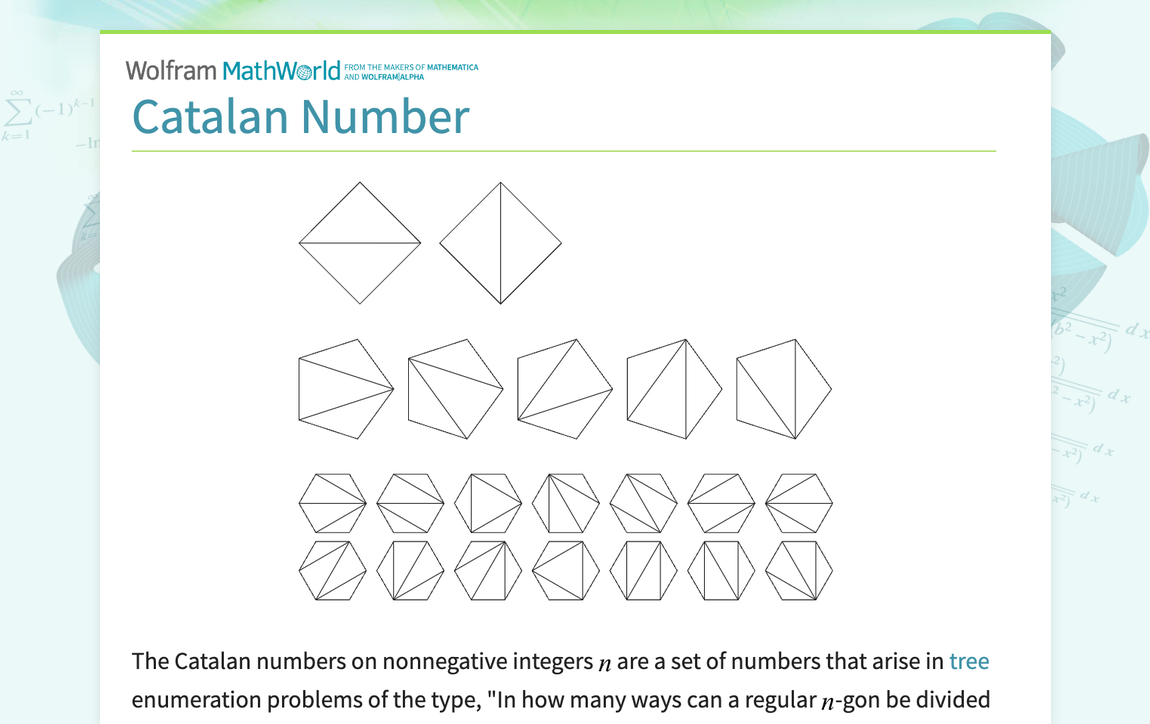 Catalan Number -- from Wolfram MathWorld