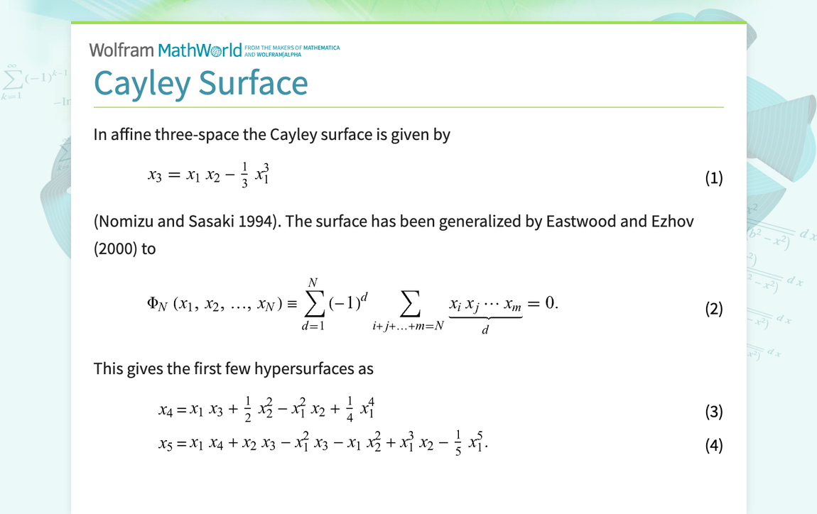 Cayley Surface -- from Wolfram MathWorld