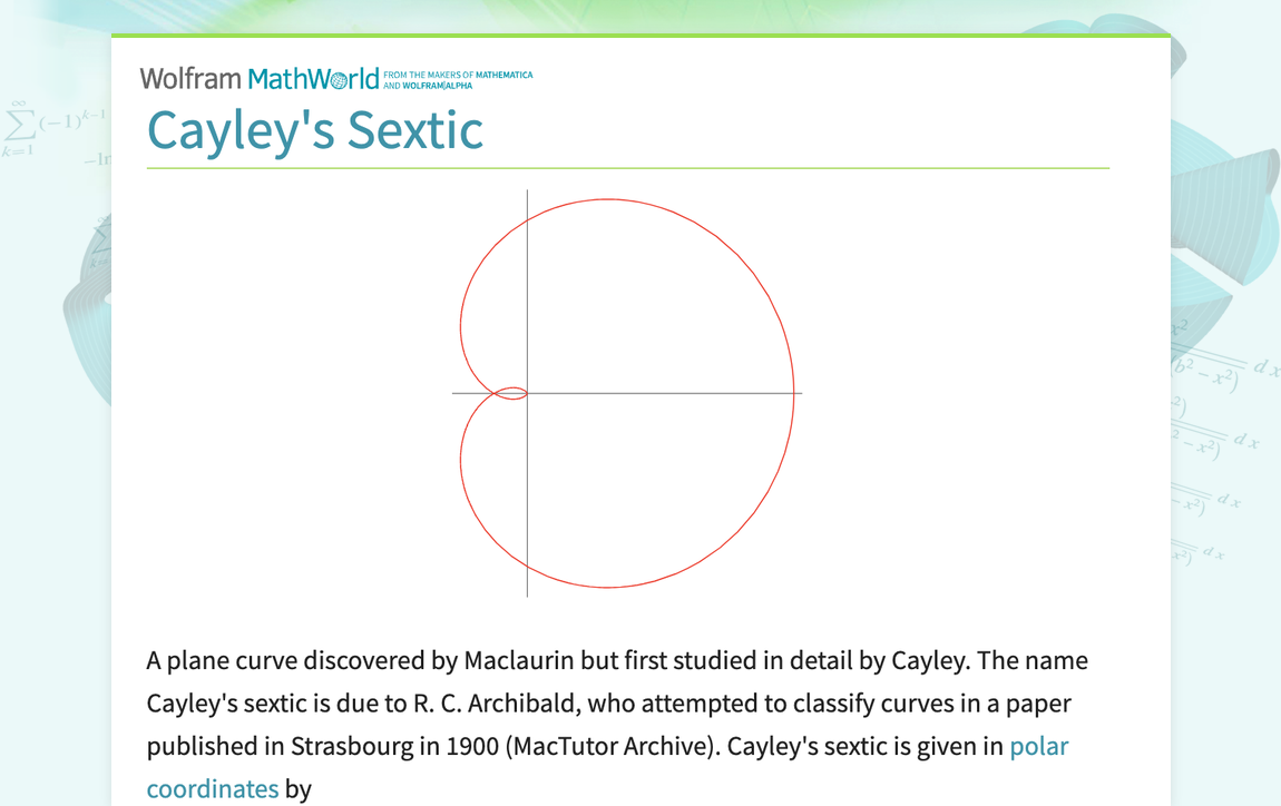 Cayley's Sextic -- from Wolfram MathWorld