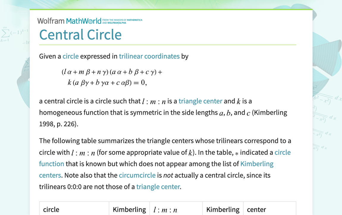 Central Circle -- from Wolfram MathWorld