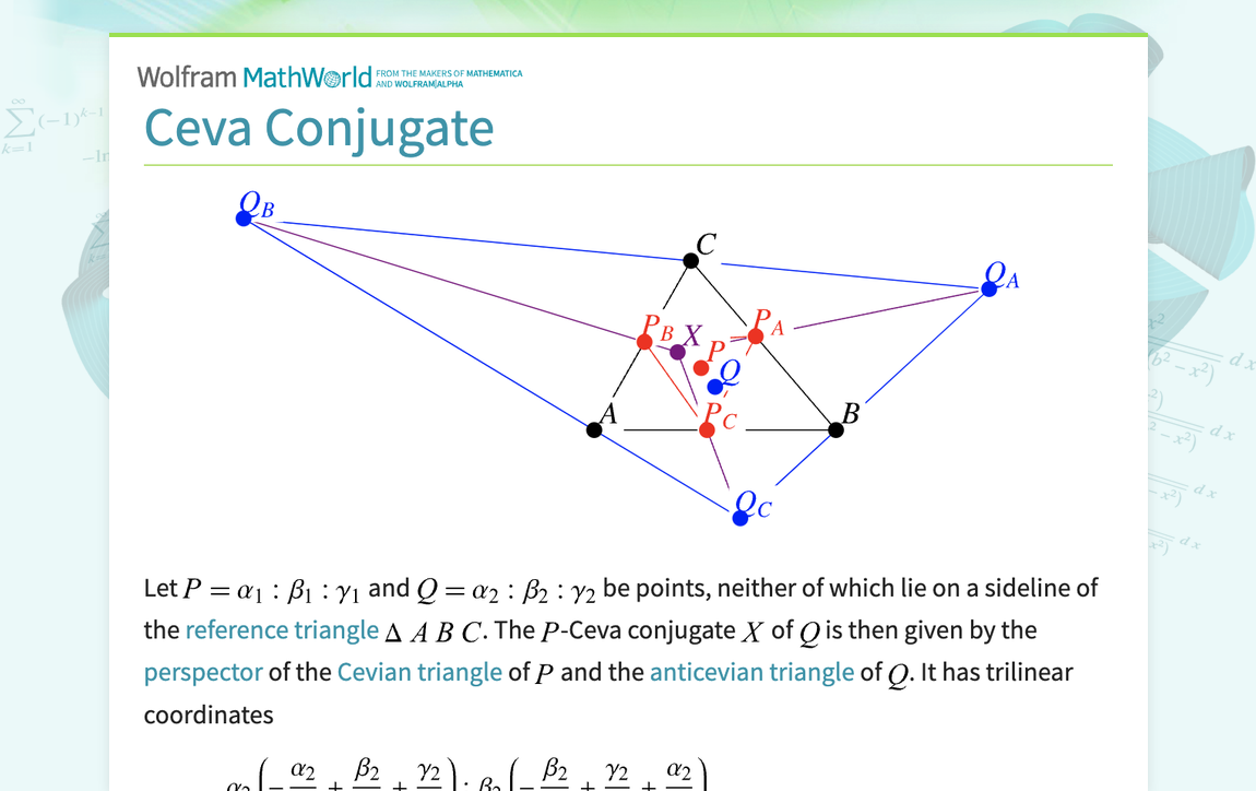Ceva Conjugate -- from Wolfram MathWorld