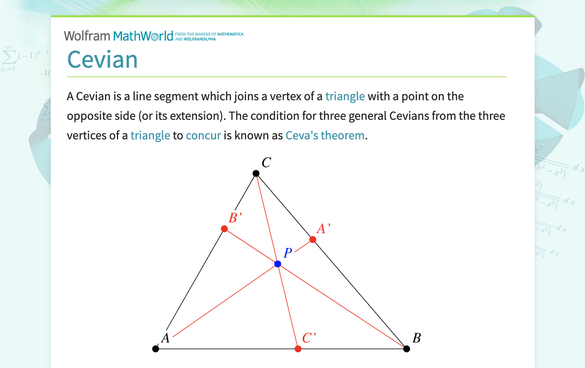 Cevian -- from Wolfram MathWorld