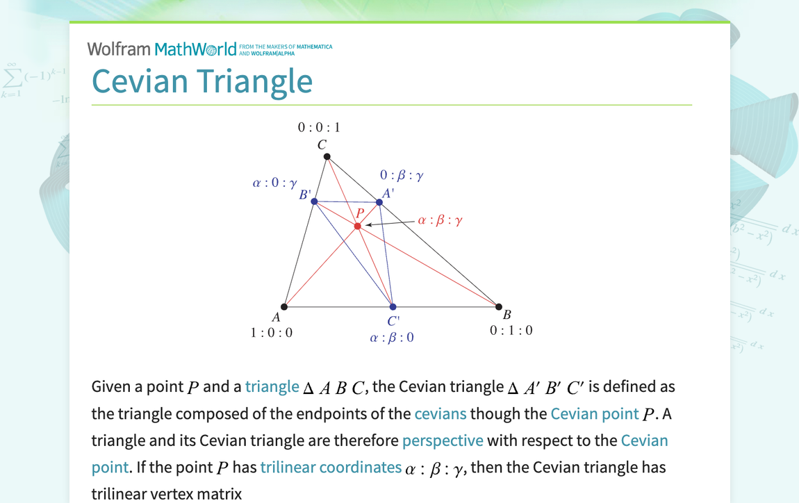 Cevian Triangle -- from Wolfram MathWorld