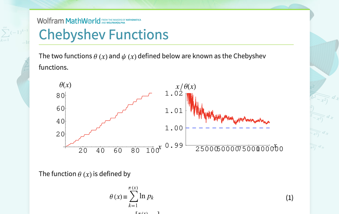 Chebyshev Functions -- from Wolfram MathWorld