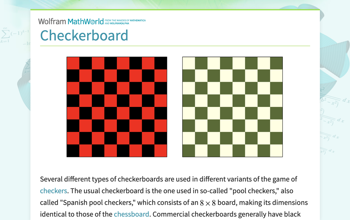 Checkerboard -- from Wolfram MathWorld