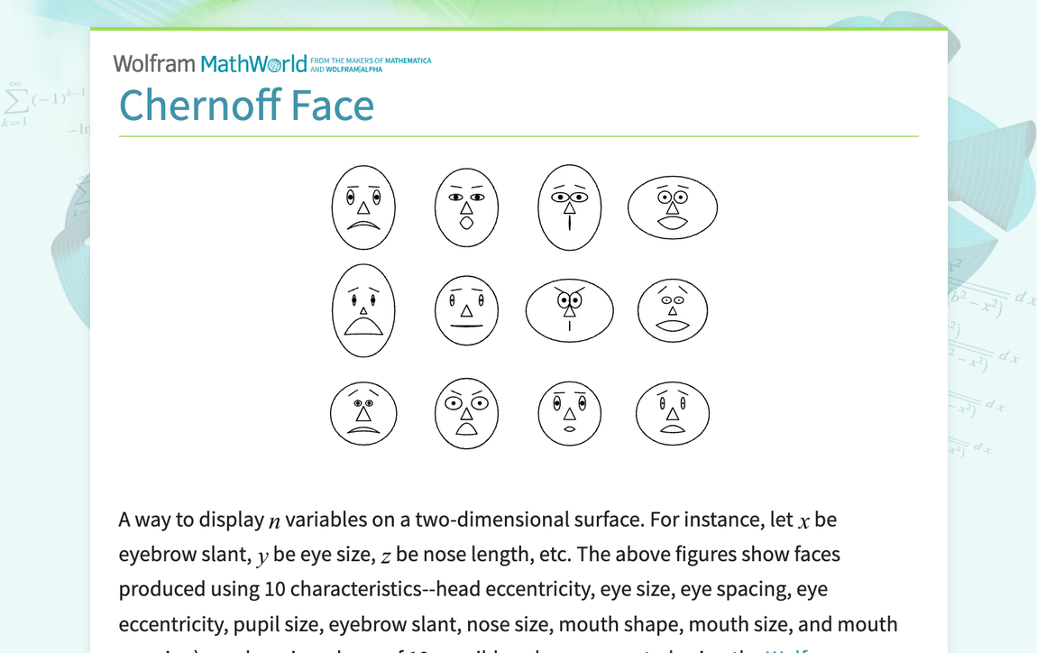 Chernoff Face -- from Wolfram MathWorld