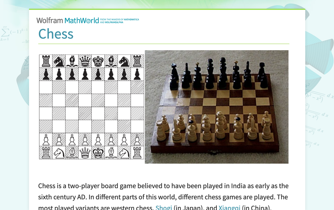 Chess -- from Wolfram MathWorld