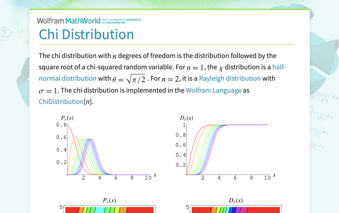 Chi Distribution -- from Wolfram MathWorld