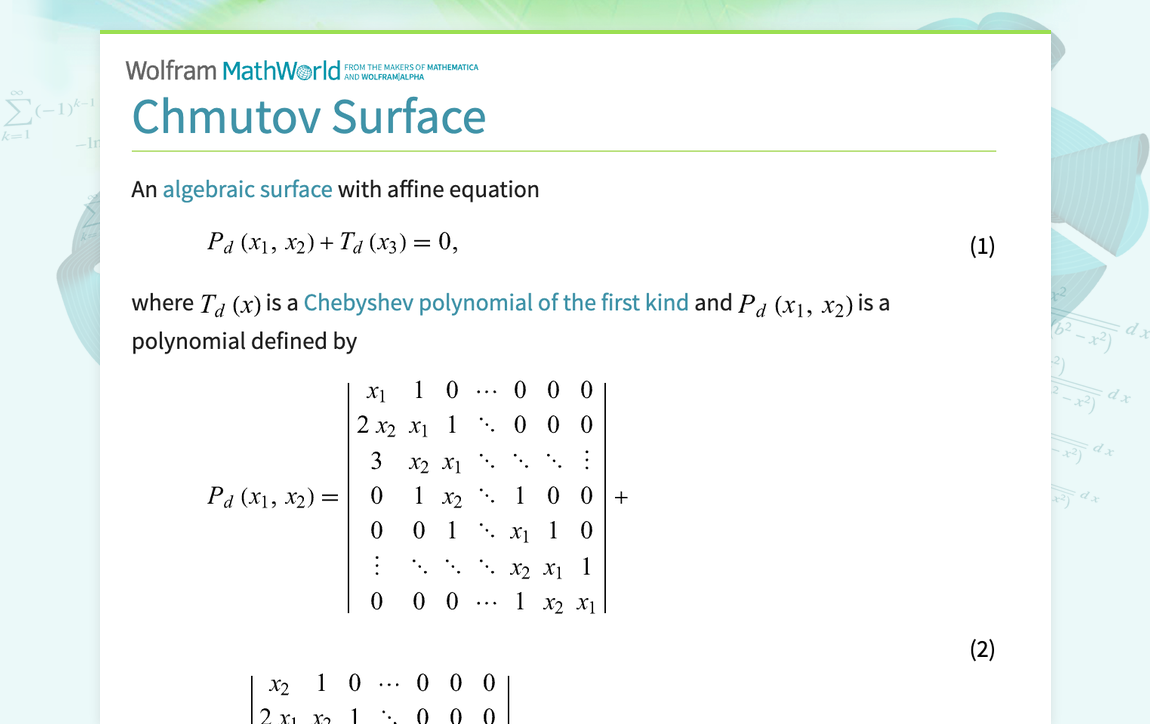 Chmutov Surface -- from Wolfram MathWorld