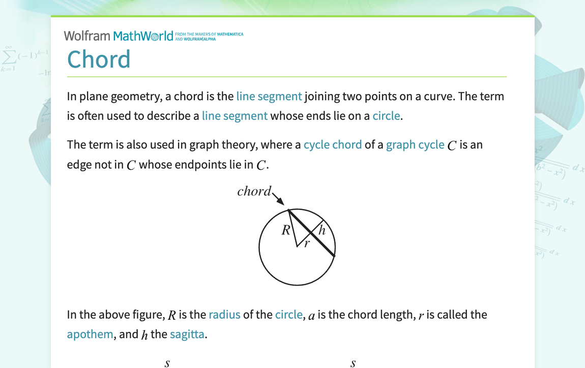 Chord -- from Wolfram MathWorld