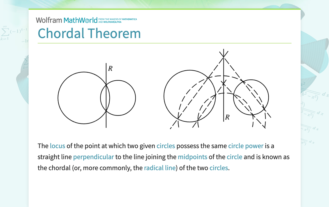Chordal Theorem -- from Wolfram MathWorld