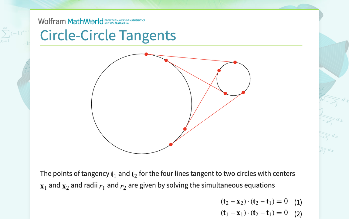 Circle-Circle Tangents -- from Wolfram MathWorld