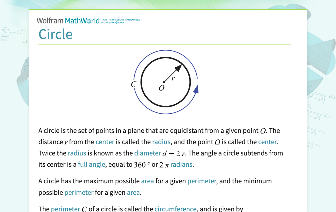 Circle -- from Wolfram MathWorld