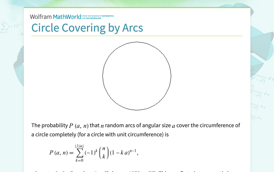Circle Covering by Arcs -- from Wolfram MathWorld