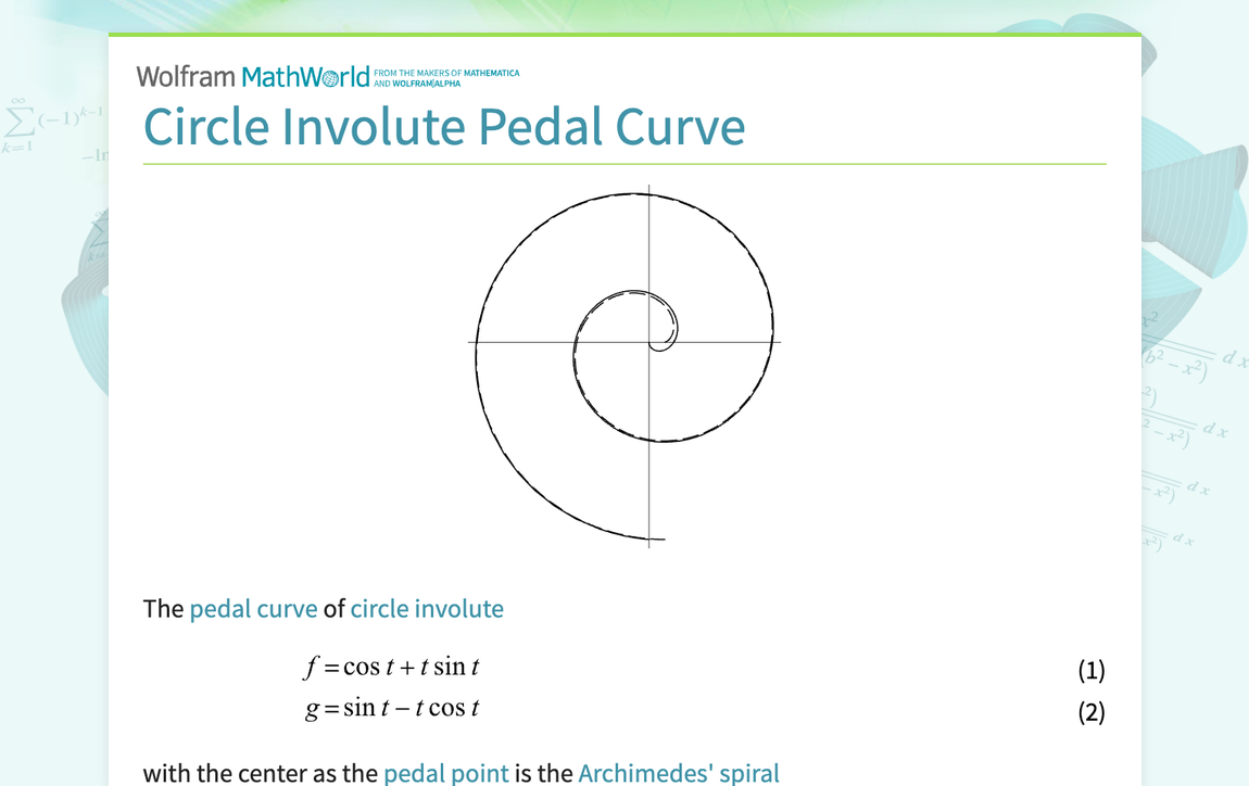 Circle Involute Pedal Curve -- from Wolfram MathWorld