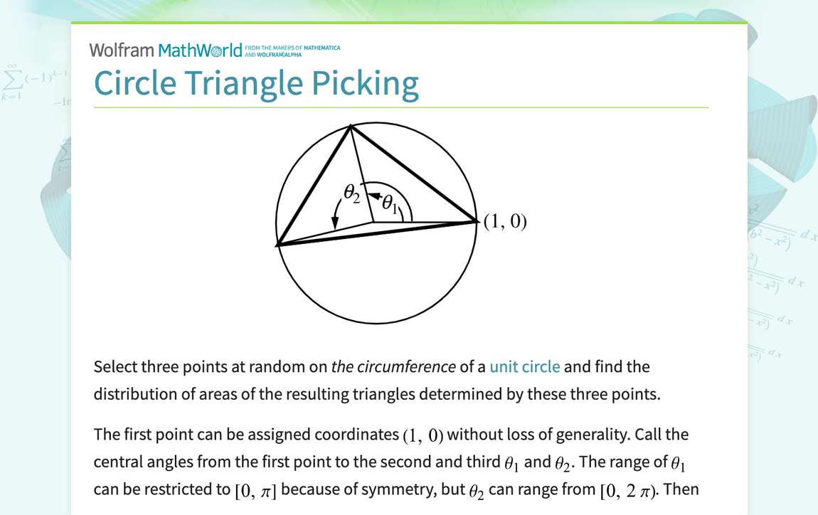 Circle Triangle Picking -- from Wolfram MathWorld