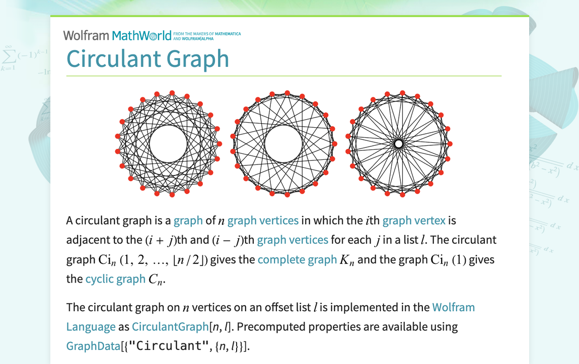 Circulant Graph -- from Wolfram MathWorld