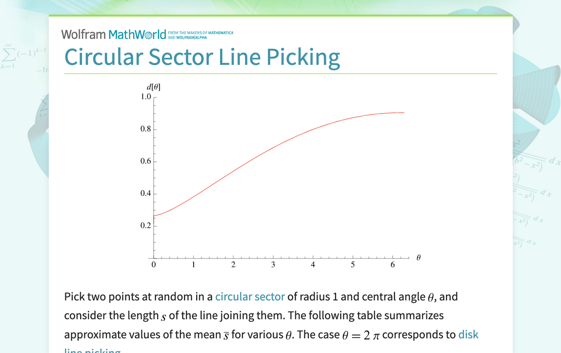 Circular Sector Line Picking -- from Wolfram MathWorld
