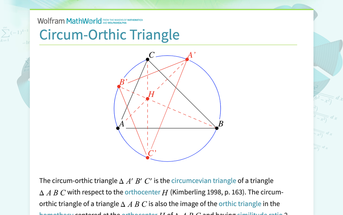 Circum-Orthic Triangle -- from Wolfram MathWorld