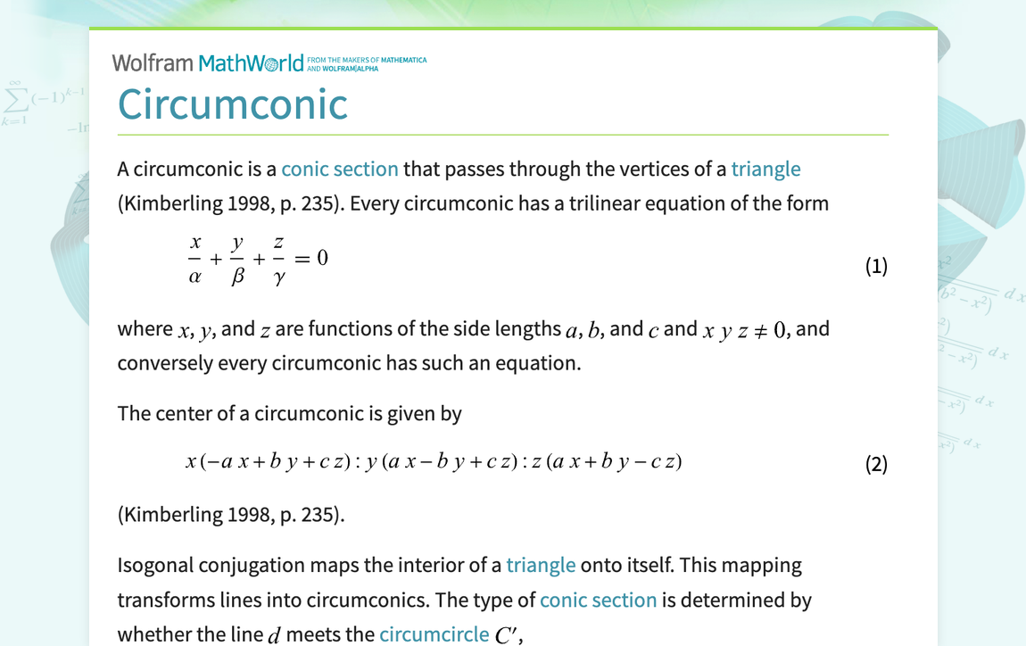 Circumconic -- from Wolfram MathWorld