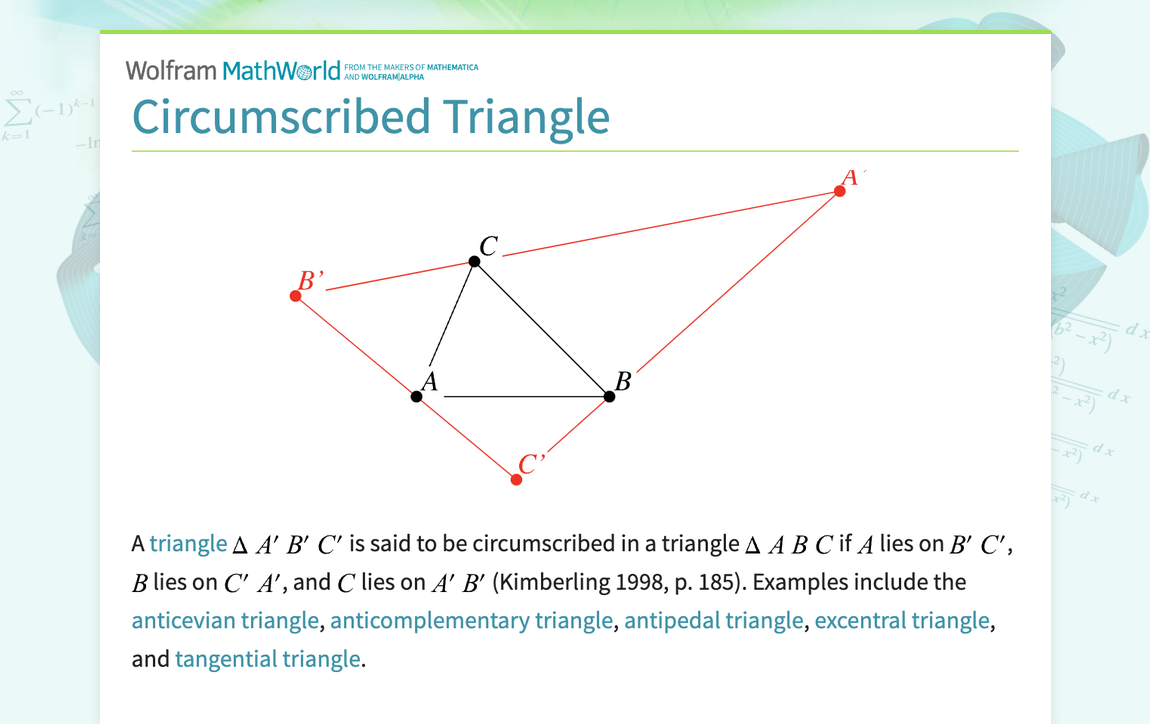 Circumscribed Triangle -- from Wolfram MathWorld