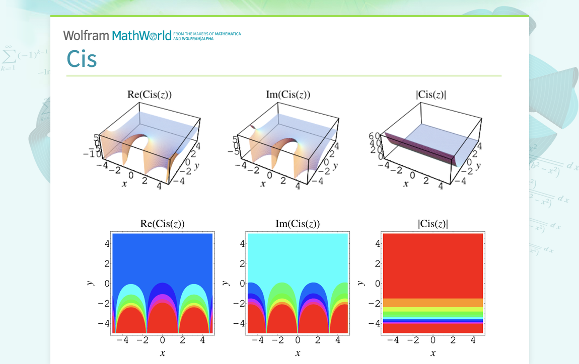 Cis -- from Wolfram MathWorld