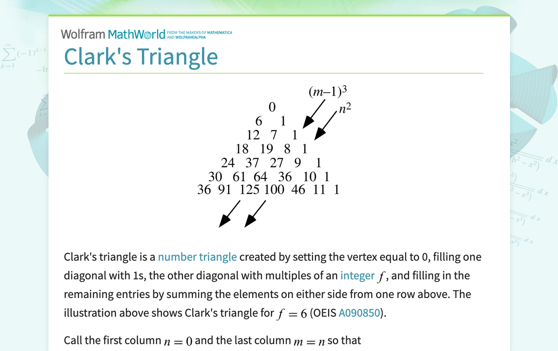 Clark's Triangle -- from Wolfram MathWorld