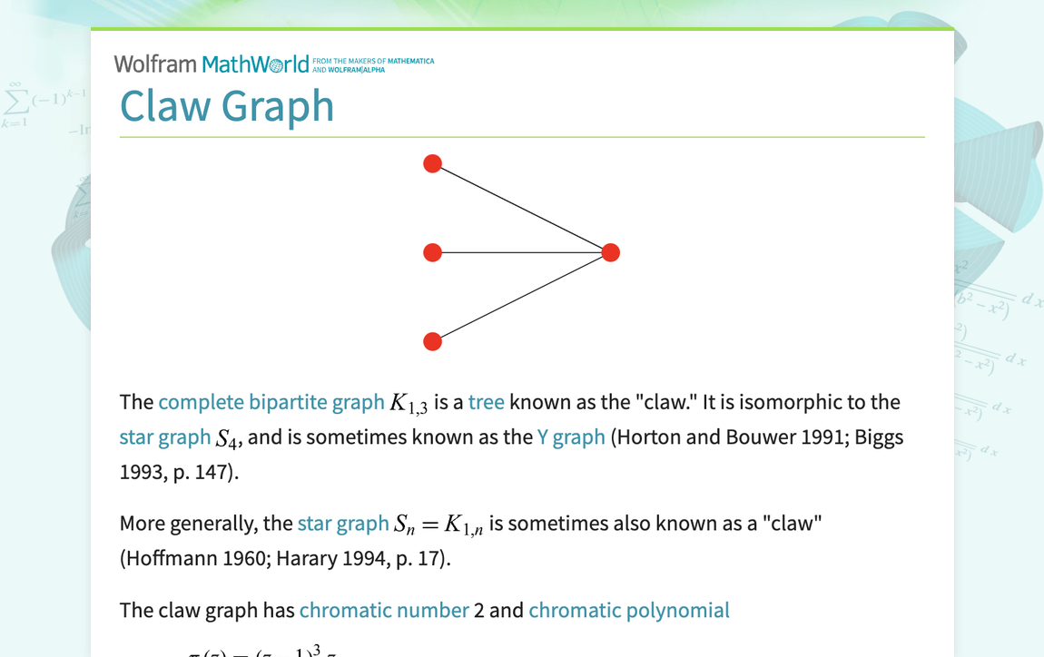 Claw Graph -- from Wolfram MathWorld