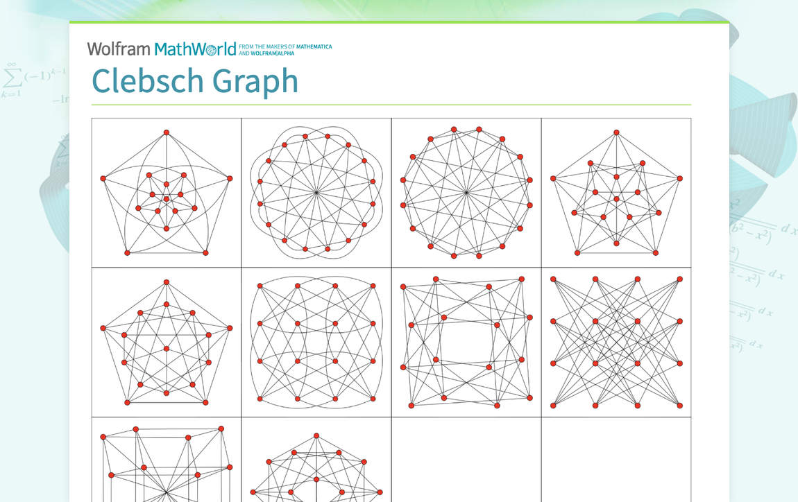 Clebsch Graph -- from Wolfram MathWorld